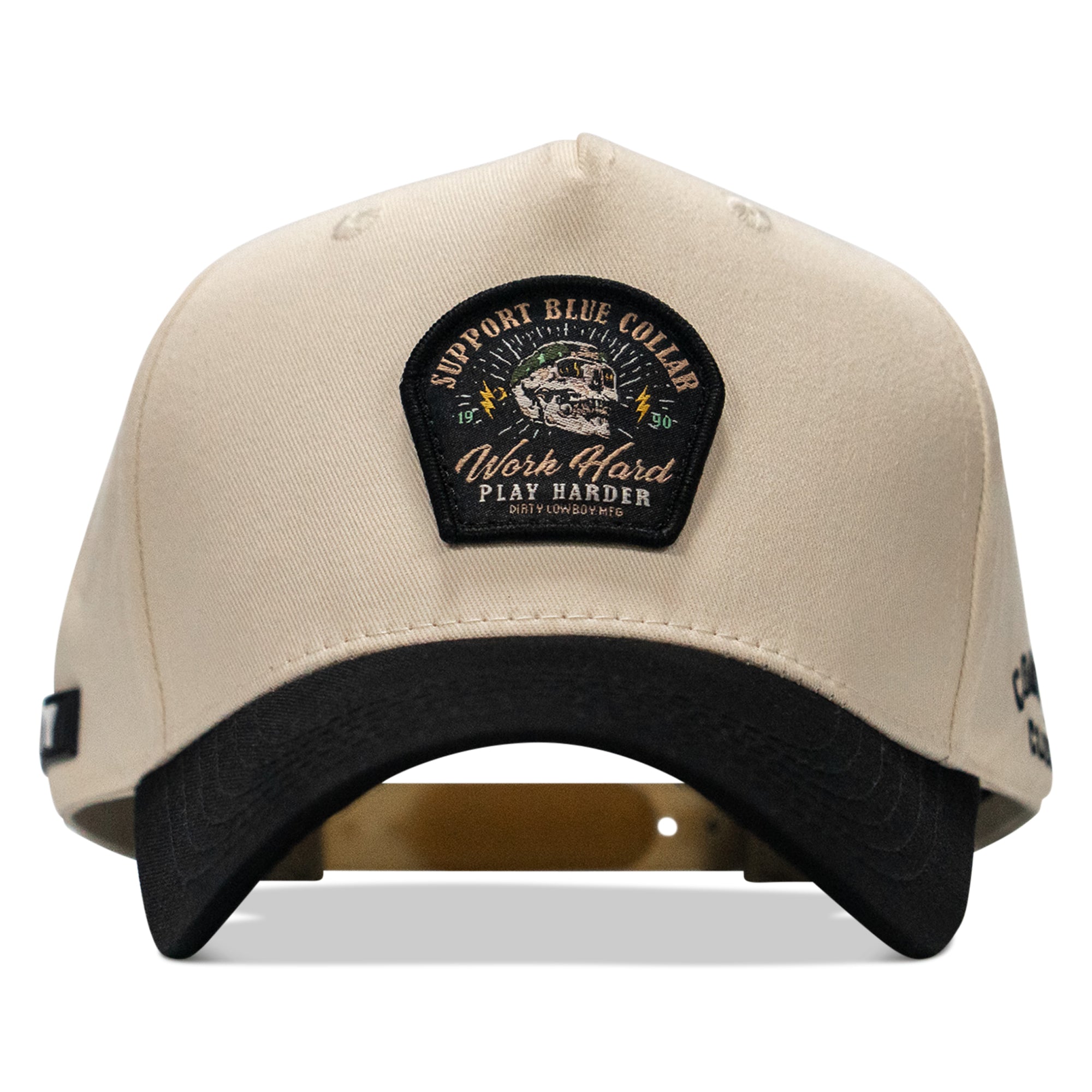 Work Hard Play Harder | Support Blue Collar Patch Snapback | DIRTY ...